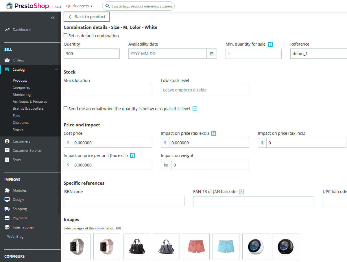 Add Product Combination And Attributes In PrestaShop 1.7 - Webibazaar