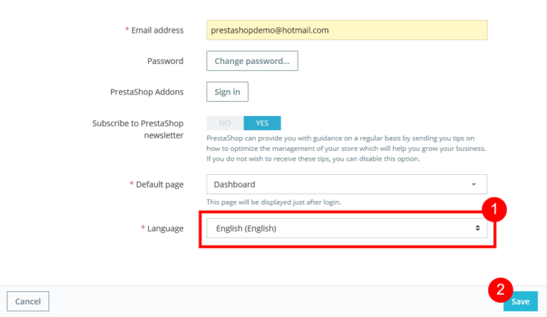 How To Change Admin Panel Language In PrestaShop 1.7.x